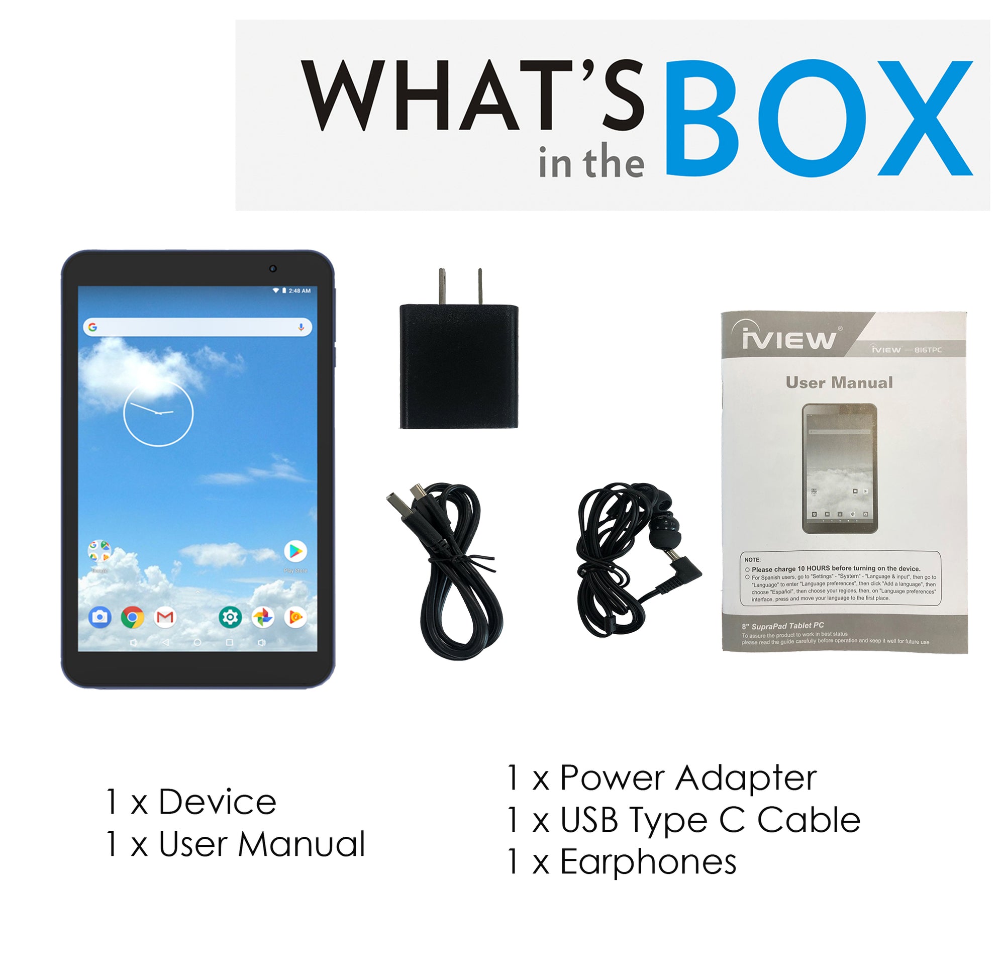 iVIEW - 816TPC 8" Touch Screen, Slim Matte Black, Android 10.1 Tablet ...